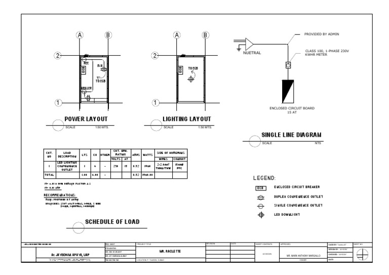 Electrical Layout and Load Schedule | PDF | Electrical Components ...