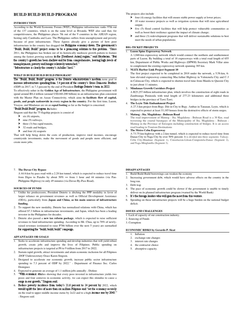Build Build Build Program | PDF | Infrastructure | Economies