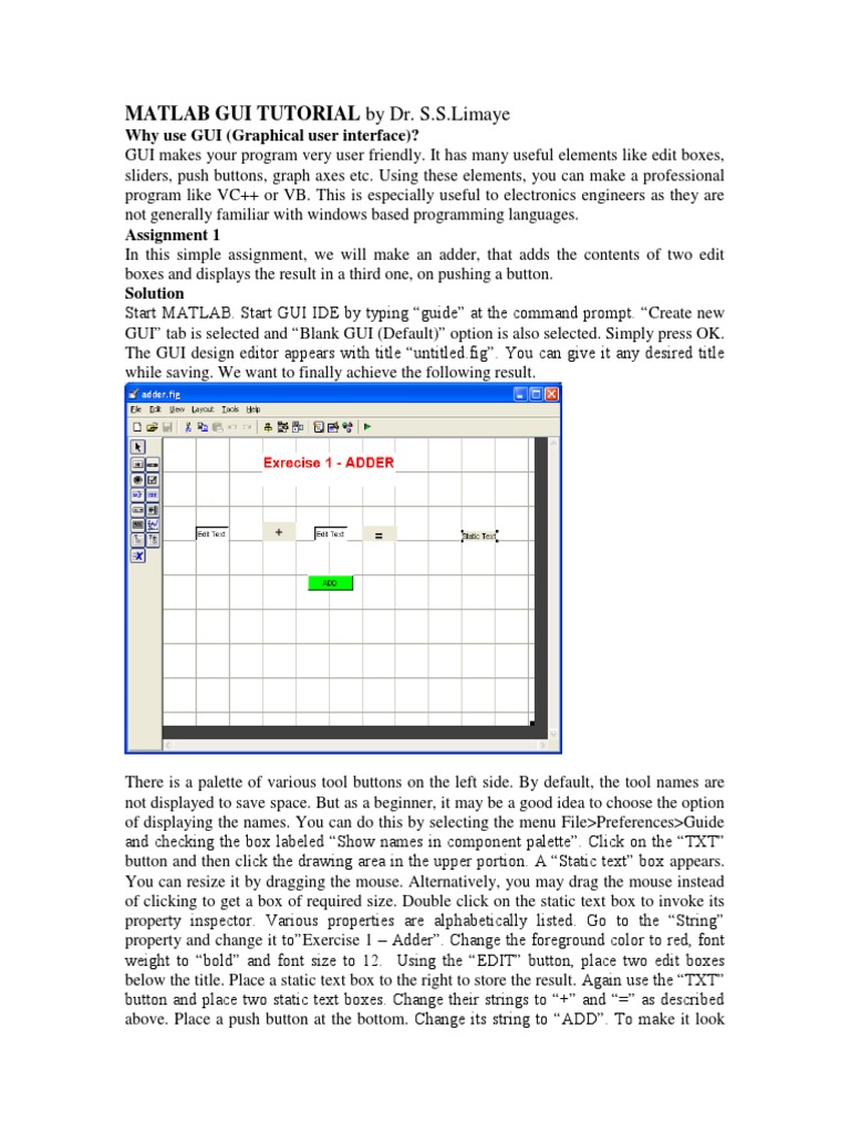 Matlab Gui Tutorial by Dr. S.S.Limaye: Why Use GUI (Graphical User Interface) ? | PDF | Laplace ...