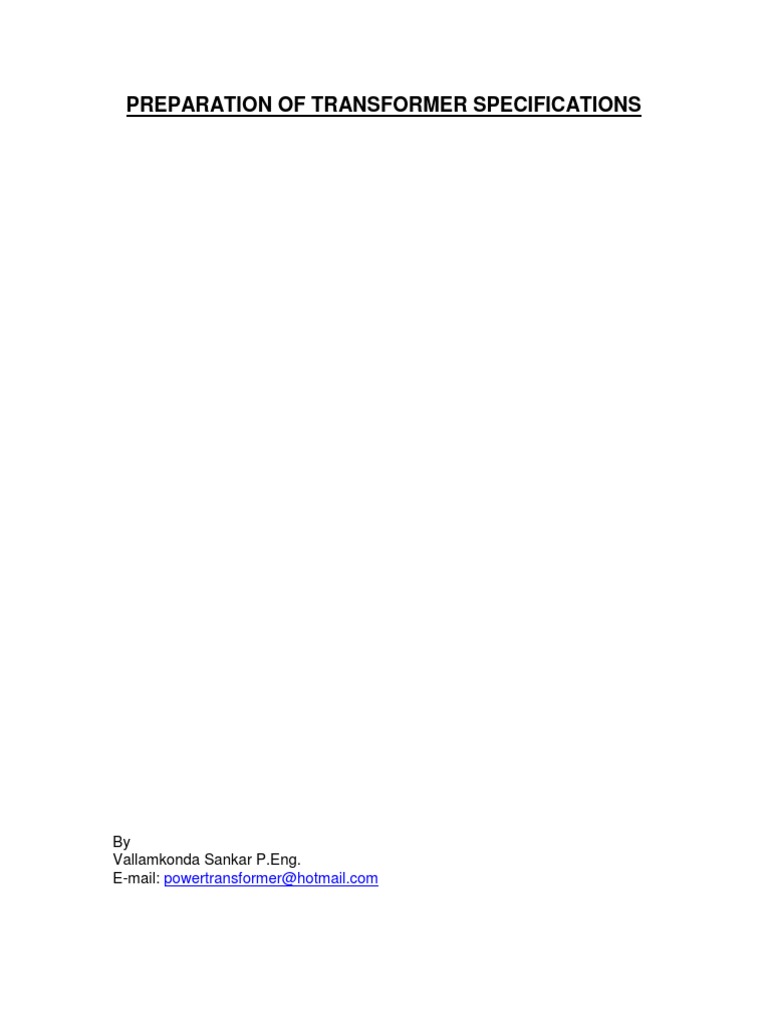 Trafo Spec PDF | PDF | Transformer | Specification (Technical Standard)