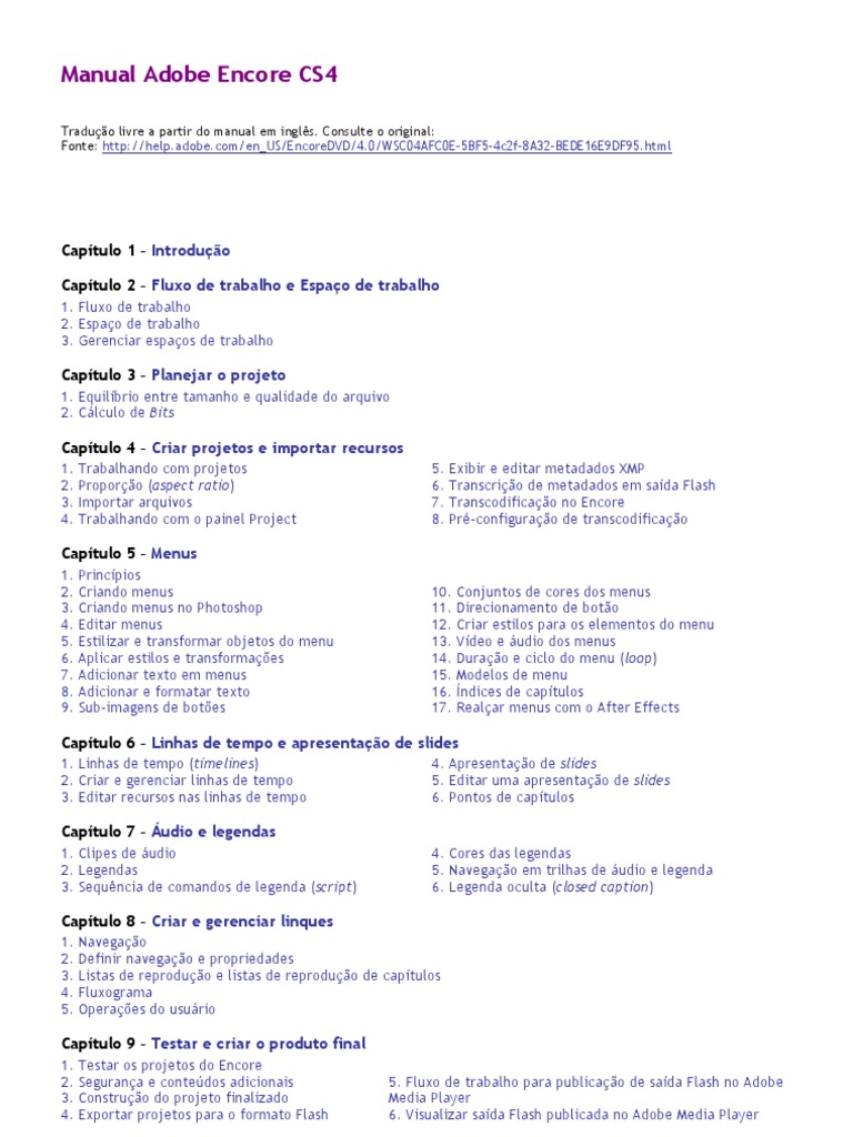 Manual Adobe Encore CS4 PT-BR | PDF | DVD | Blu-Ray