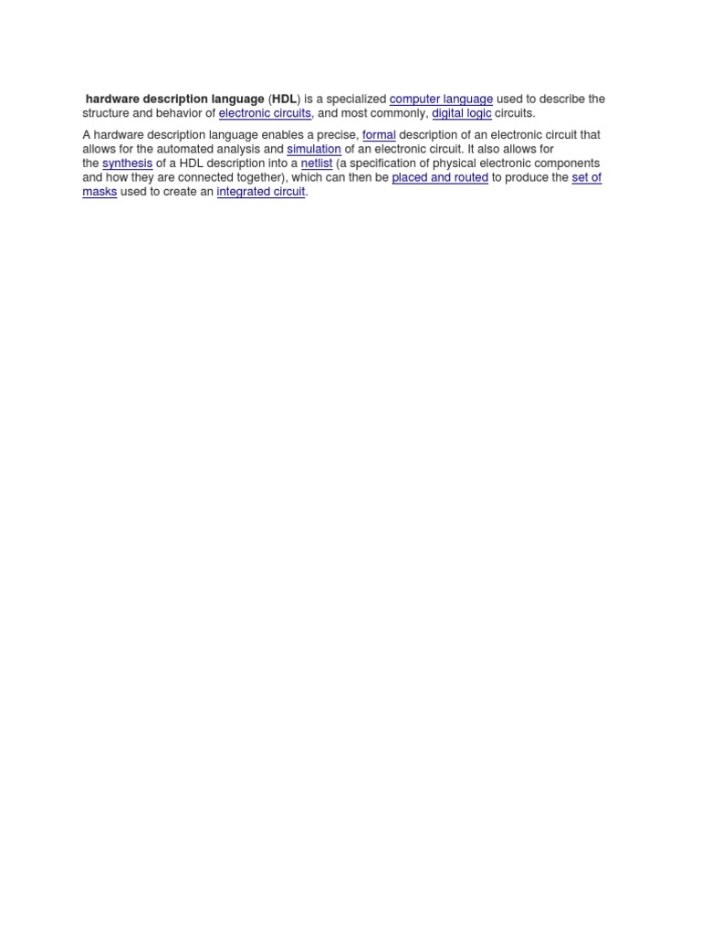Hardware Description Language | PDF