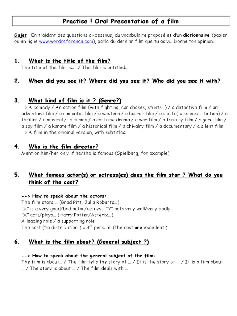 Film Presentation Practice Guide | PDF | Entertainment | Leisure