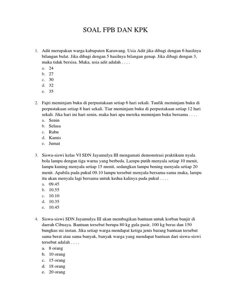 Soal FPB Dan KPK | PDF