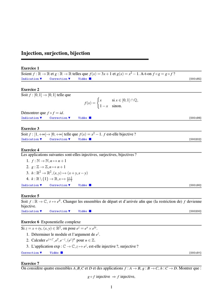 Injection, surjection, bijection en maths | PDF | Logique mathématique ...