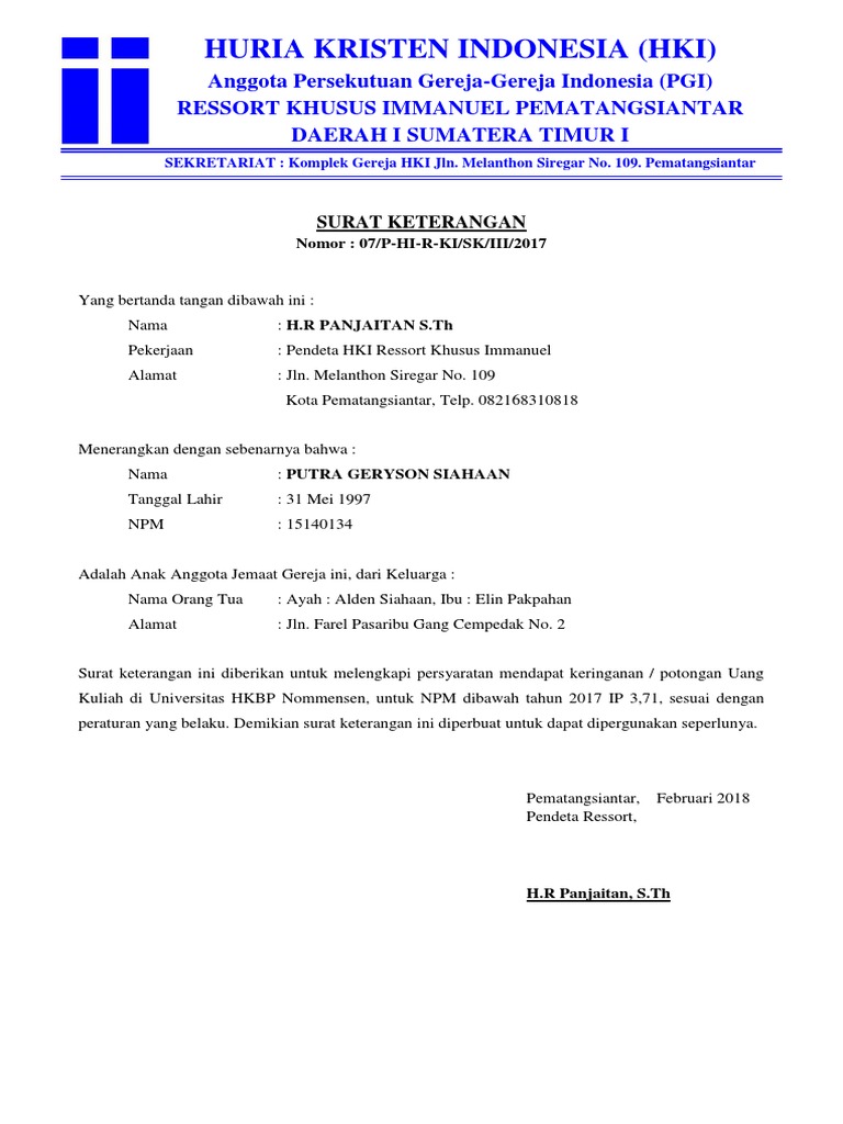 Surat Keterangan Keringanan | PDF