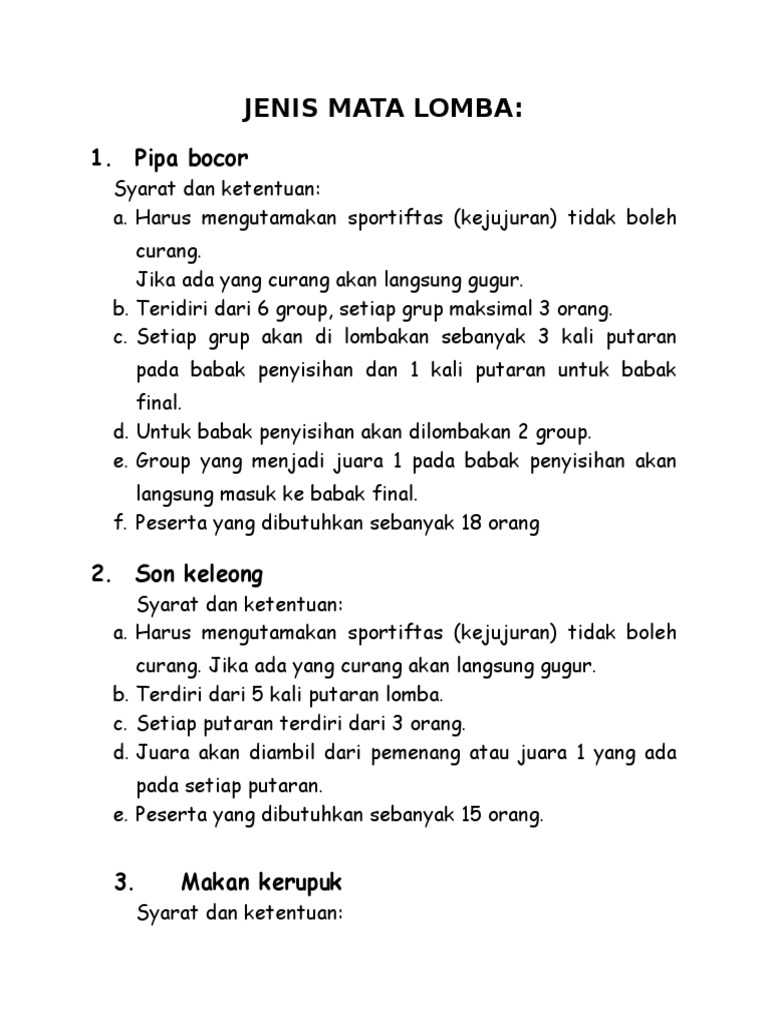 Jenis Mata Lomba | PDF