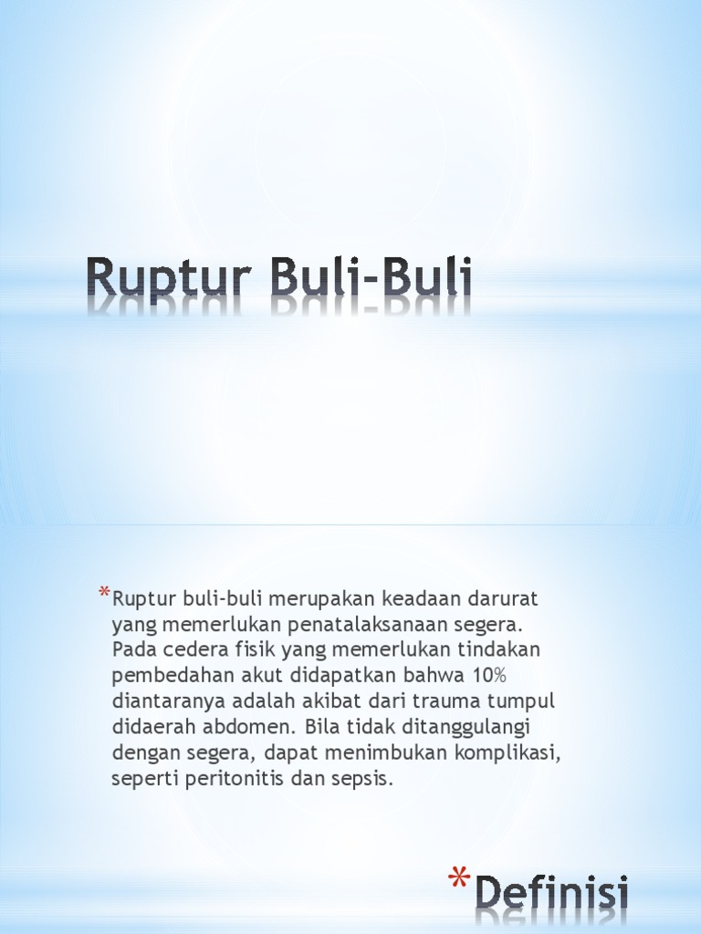 Penanganan Ruptur Buli Darurat | PDF