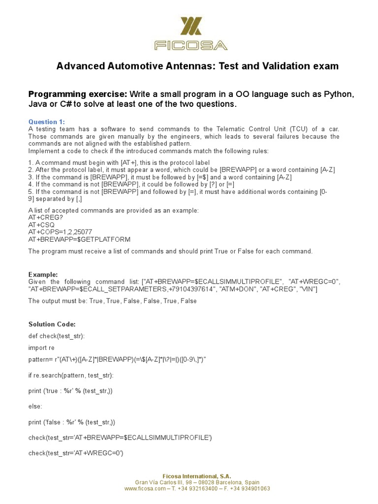 Advanced Automotive Antennas: Test and Validation Exam | PDF | Software ...