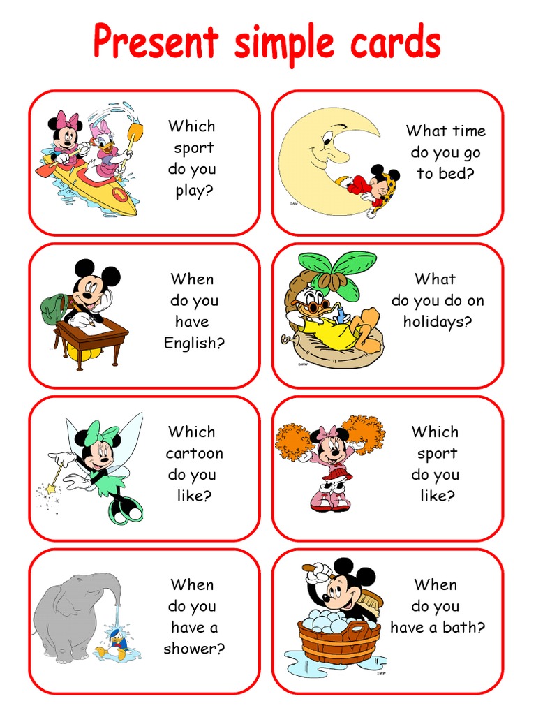 Present Simple Cards | PDF