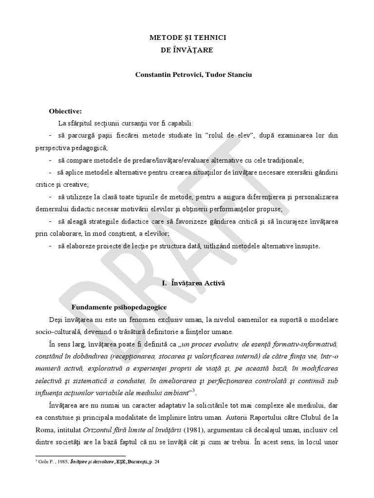 Metode Si Tehnici de Invatare | PDF