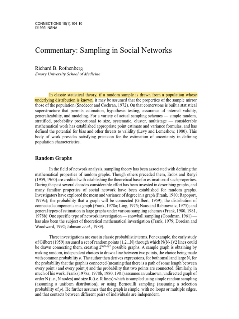 Sampling in Social Networks | PDF | Sampling (Statistics) | Social Network