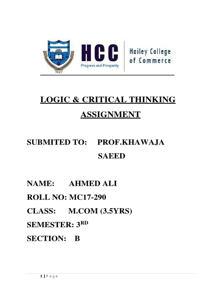 Logic and Critical Thinking | PDF | Reason | Critical Thinking