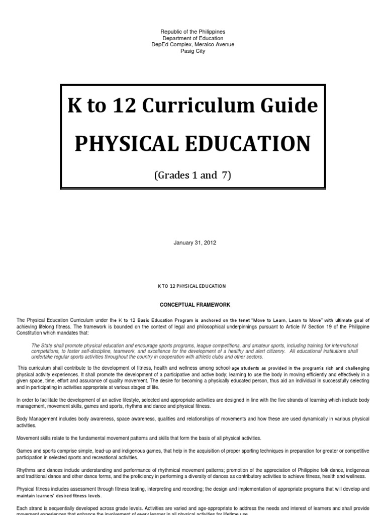 K to 12 Physical Education Curriculum Guide | PDF | Physical Fitness ...