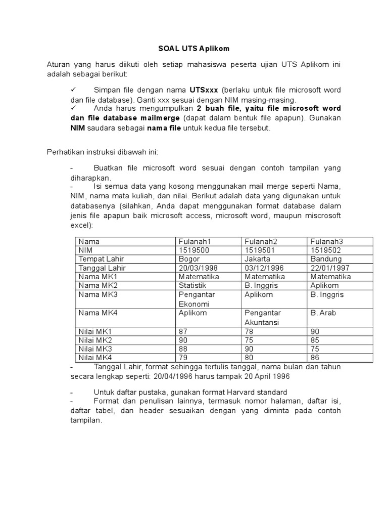 Soal UTS Aplikom | PDF