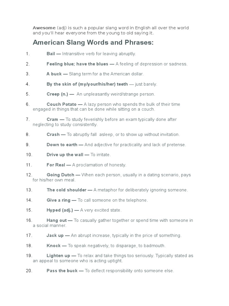 Slangs 2 | PDF | Slang | Verb