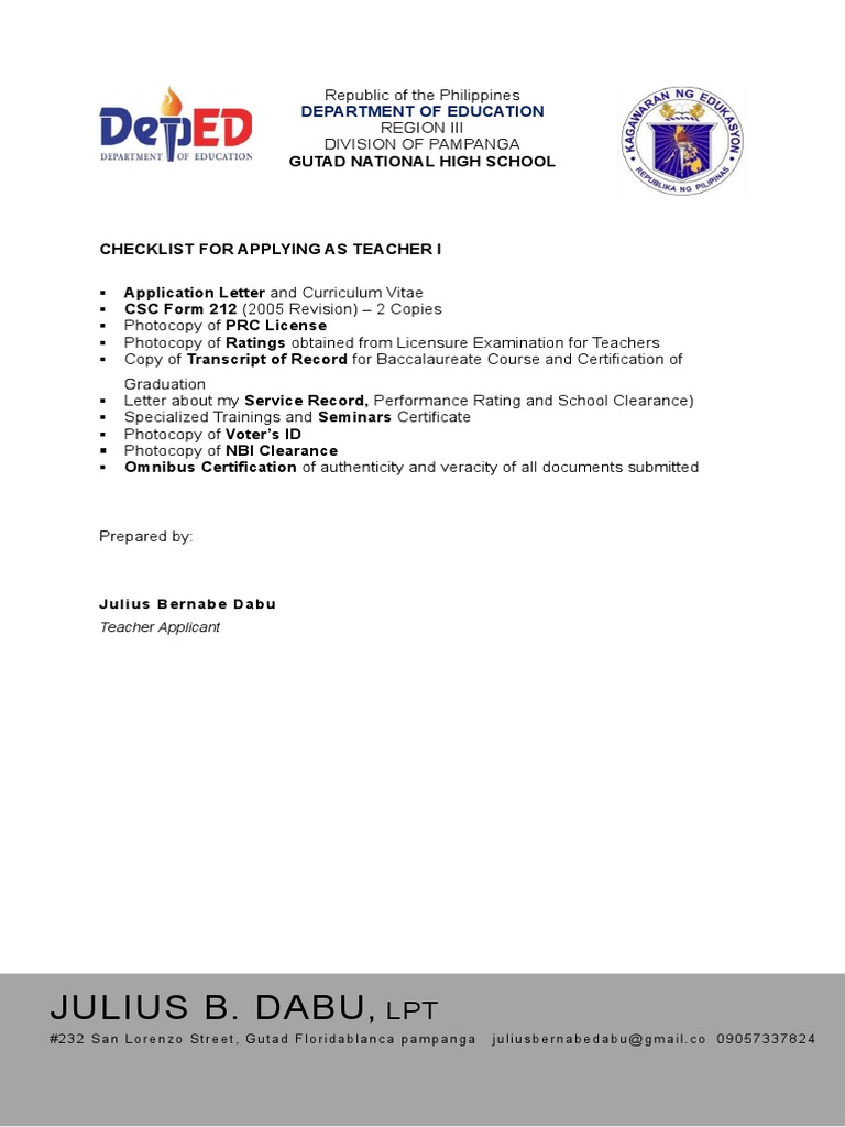 1 Application Checklist | PDF