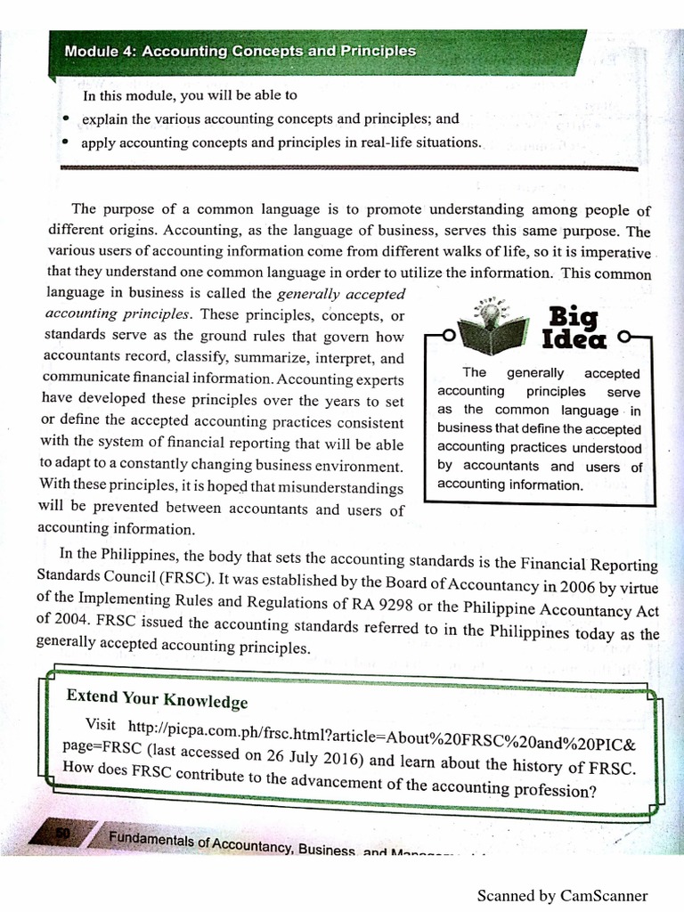 ABM 1 Module 4 Accounting Concepts and Principles | PDF | Expense | Revenue