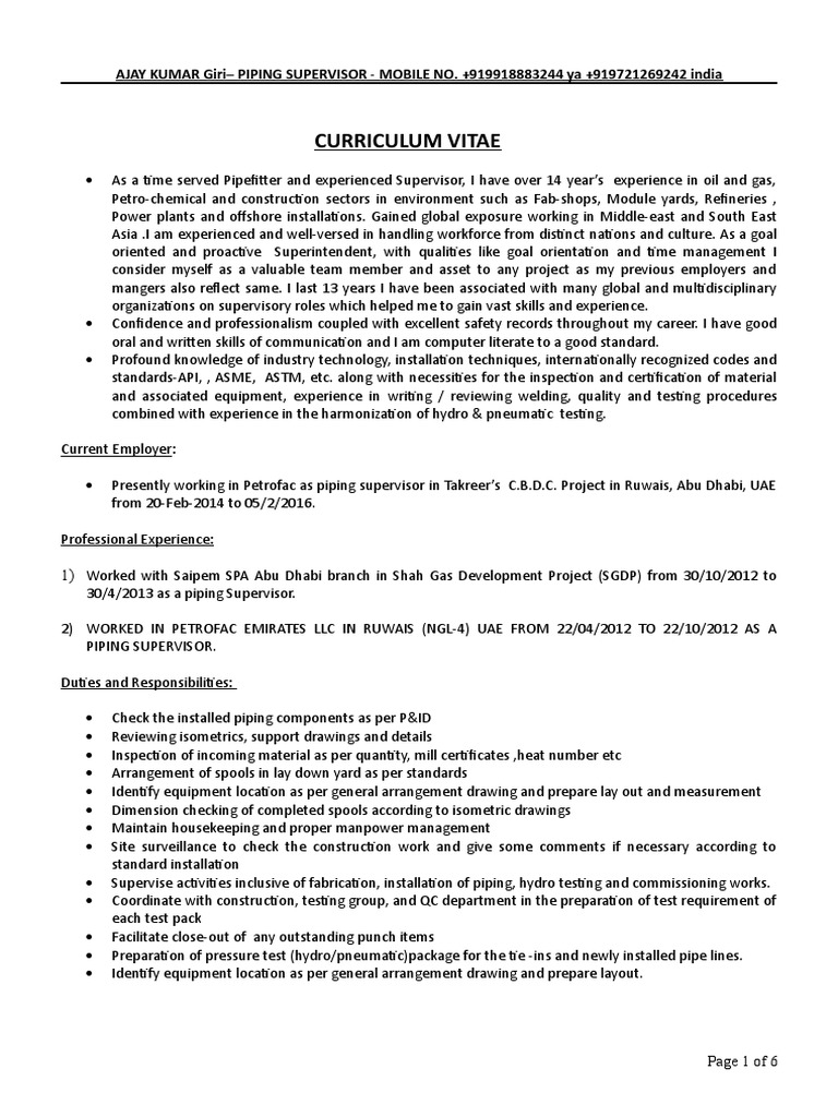 Contoh CV Piping | PDF | Pipe (Fluid Conveyance) | Specification ... Contoh CV Piping | PDF | Pipe (Fluid Conveyance) | Specification ...