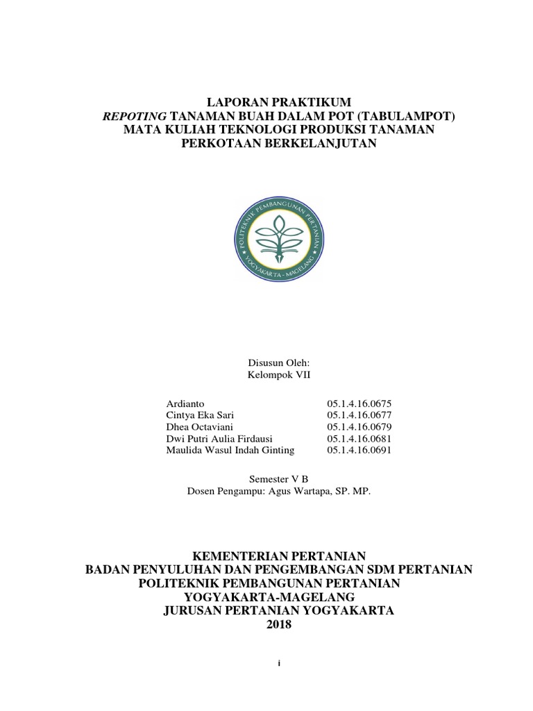 Laporan Pelaksanaan Repotting Tabulampot | PDF