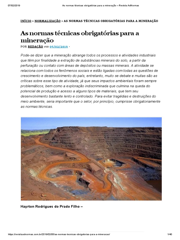 As Normas Técnicas Obrigatórias Para a Mineração – Revista AdNormas ...