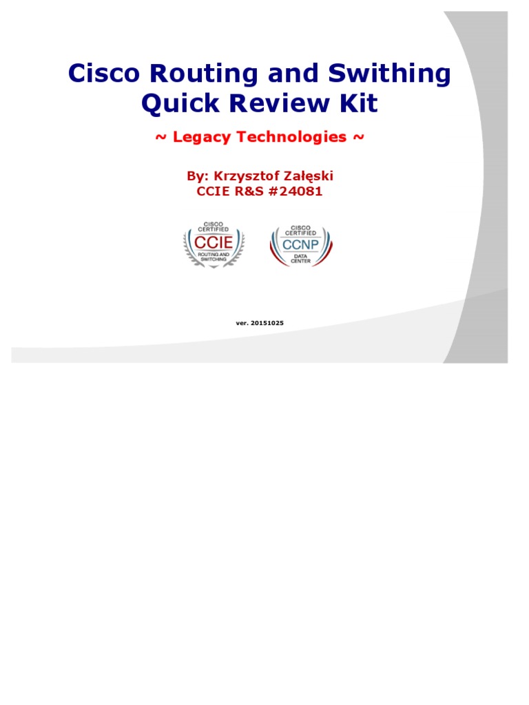 Cisco Rs Quick Review Kit v5 Legacy | PDF | Network Congestion | Router (Computing)