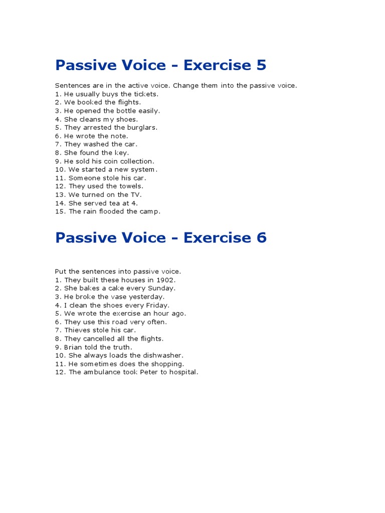 Passive Voice - Present and Past Tense - With Keys | PDF