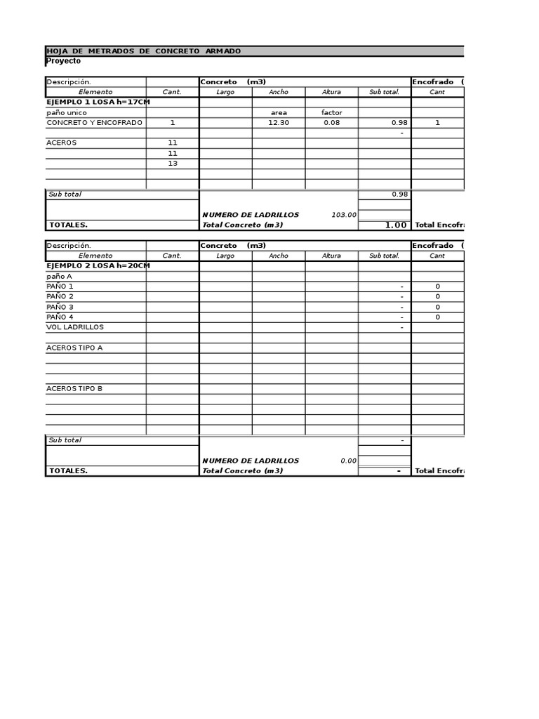 Metrado de Techo Aligerado | Descargar gratis PDF | Construyendo ...