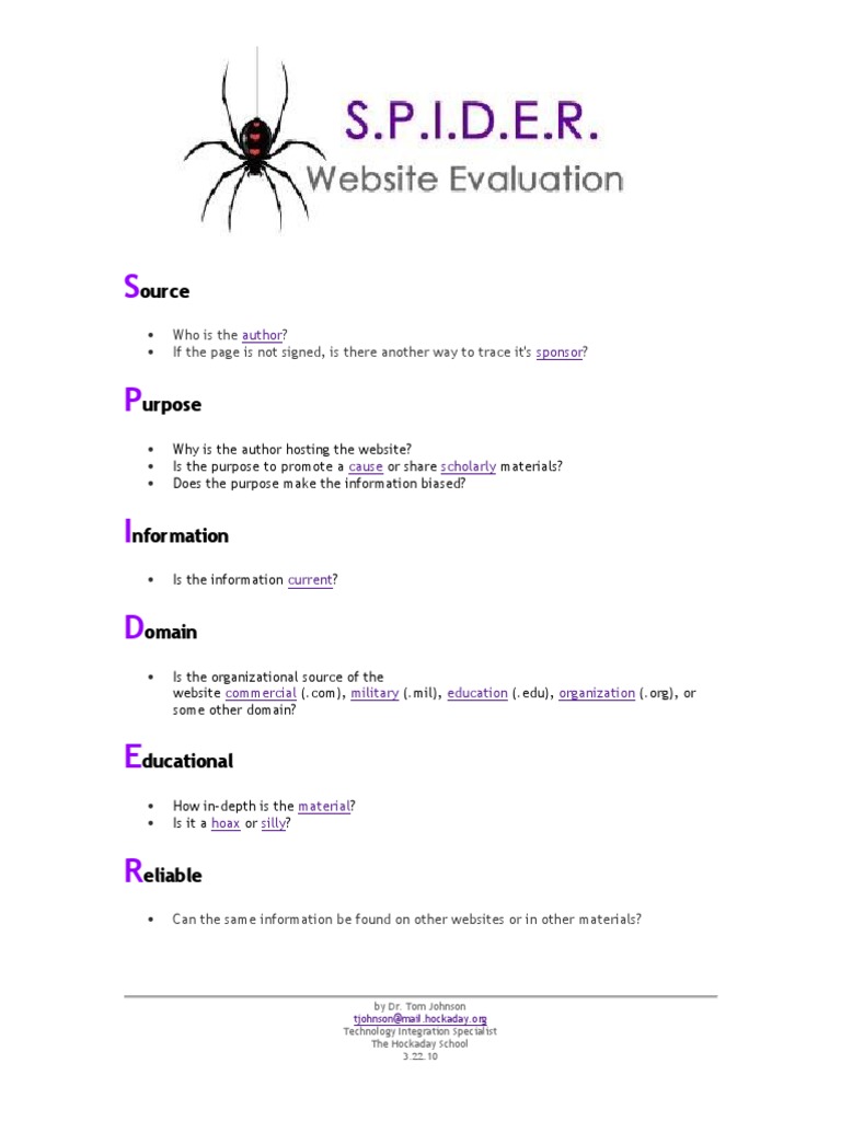 Spider Website Evaluation | Download Free PDF | Domain Name | Internet ...