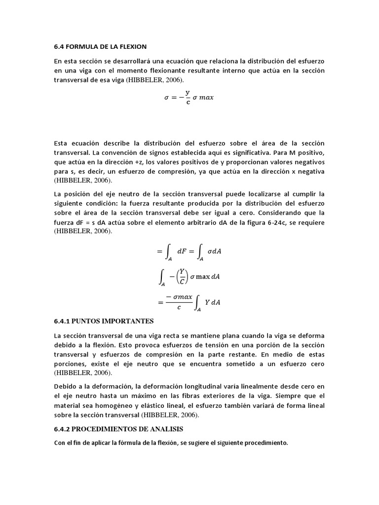 Formula de La Flexion | PDF | Doblar | Mecanica clasica