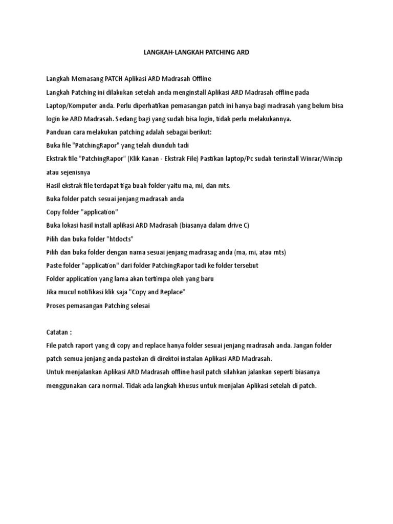 Patching ARD Madrasah Offline | PDF