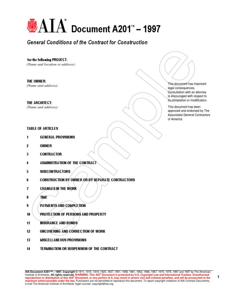 A201 1997 | PDF | Insurance | Copyright