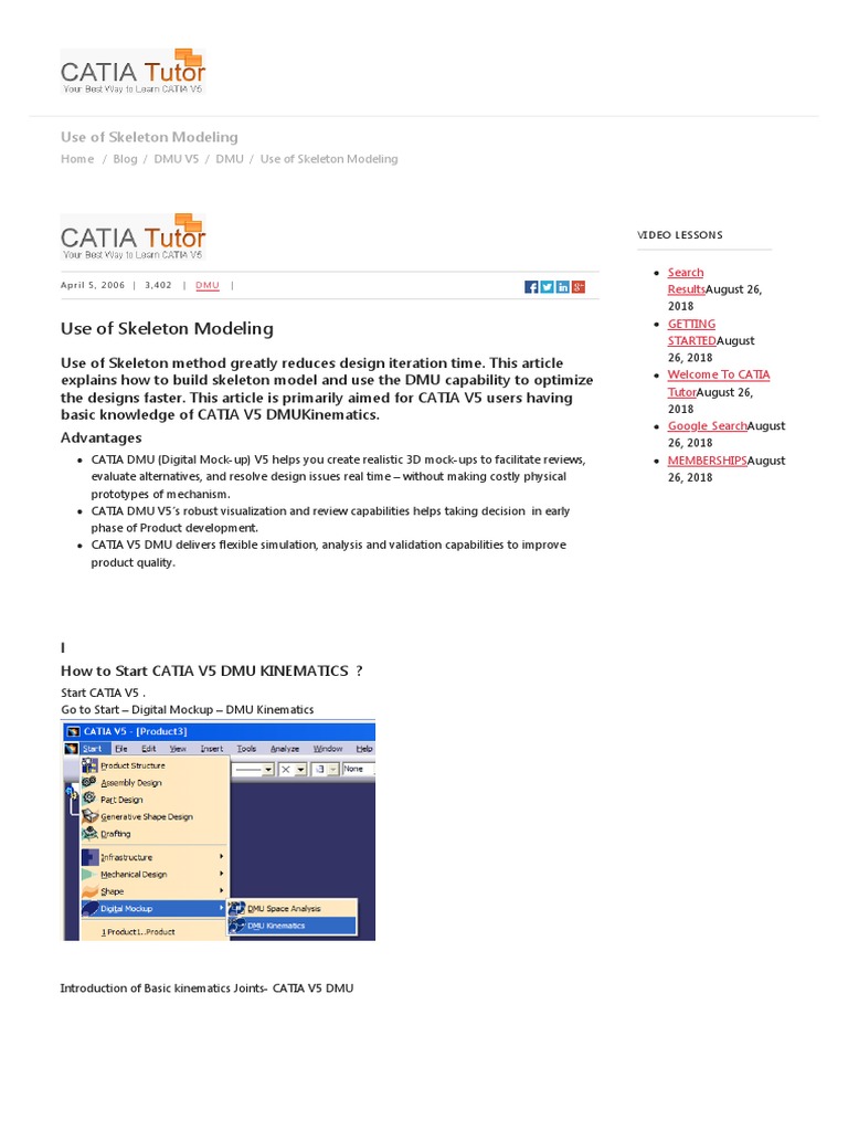 Use of Skeleton Modeling - CATIA Tutor | PDF | 3 D Modeling ...