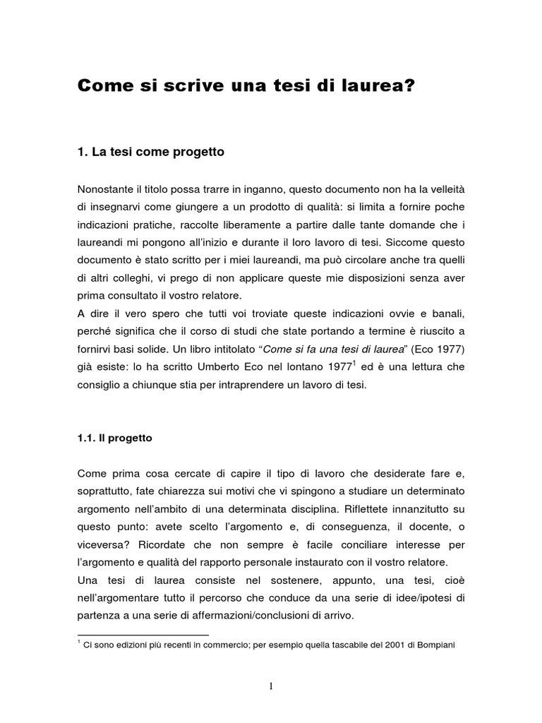 Come Si Scrive Una Tesi Di Laurea PDF | PDF
