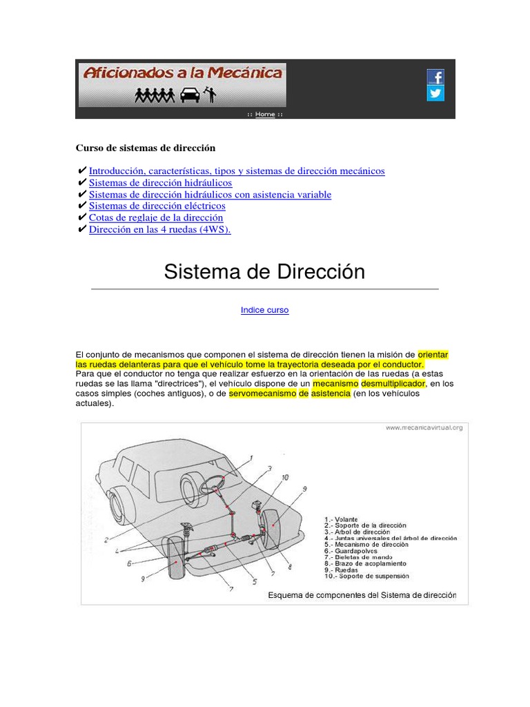 Sistemas de Dirección en Vehículos | PDF | Direccion | Engranaje