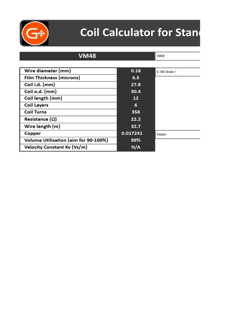 Coil Calculator For Standard Product | PDF | Inductor | Acceleration
