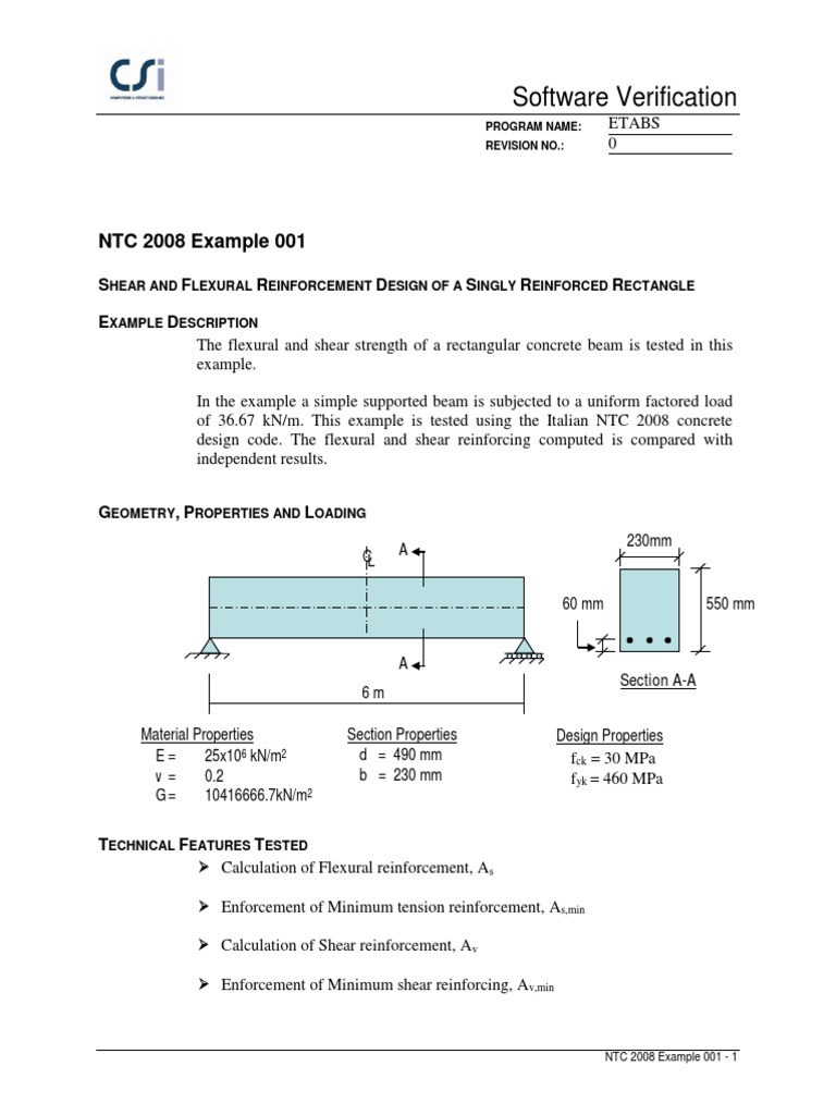 NTC 2008 Example 001 | PDF | Beam (Structure) | Shear Stress