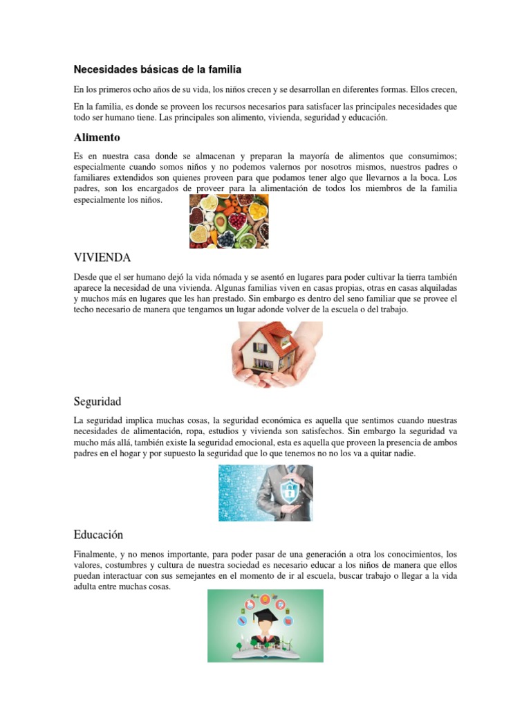 Necesidades Básicas de La Familia | Familia | Vida