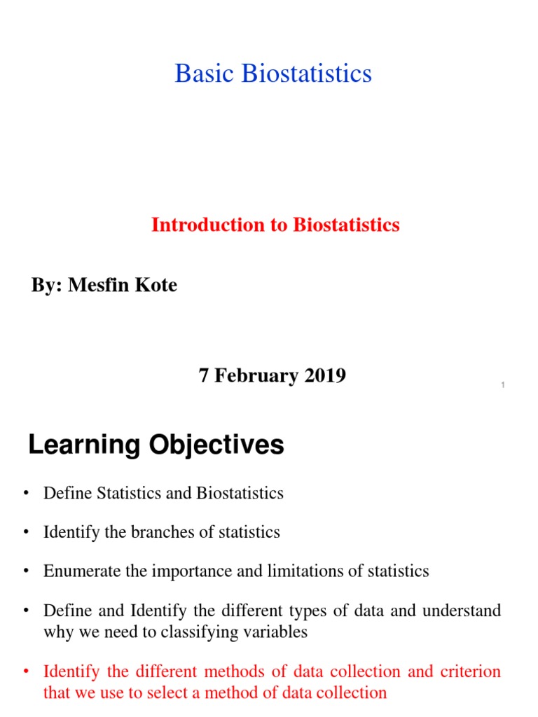 Lect 1 Introduction To Biostatistics Pdf Biostatistics Statistics 9529