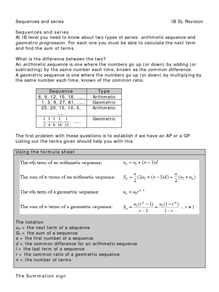 Series and Sequence | PDF | Summation | Arithmetic