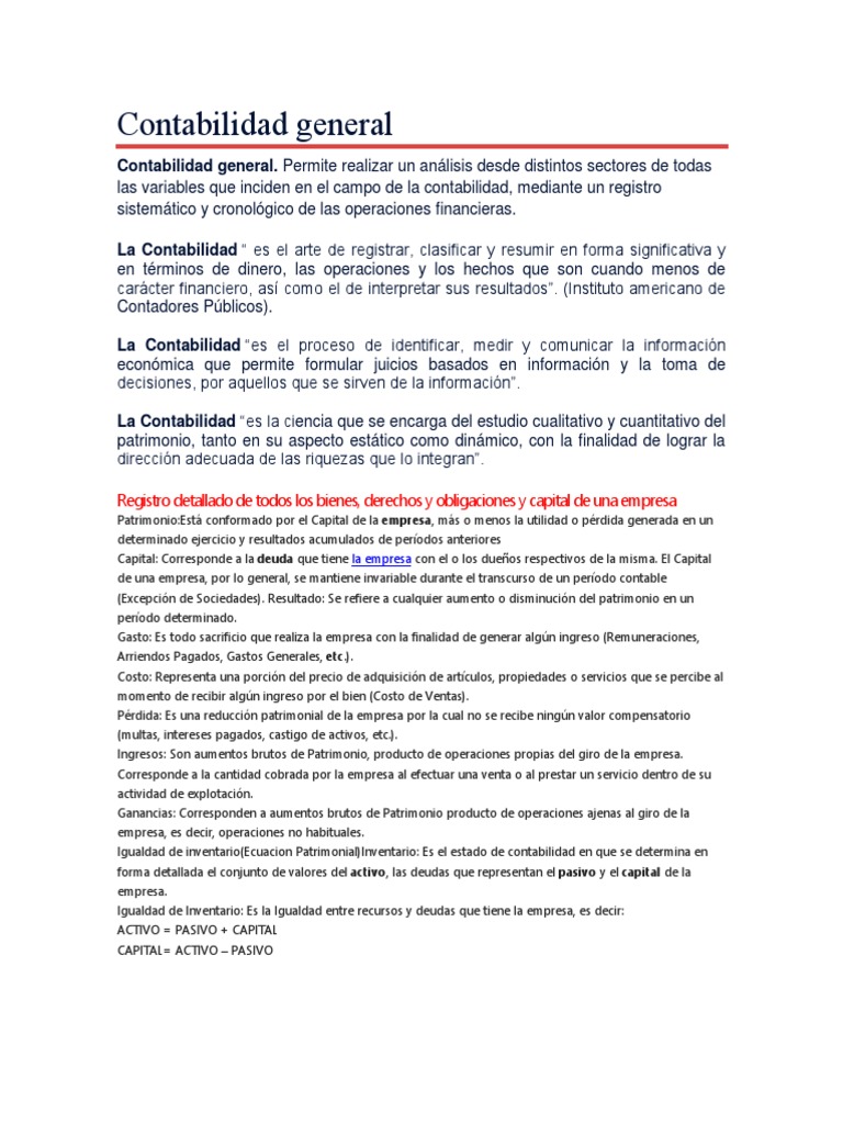 Contabilidad General | PDF | Contabilidad | Capital (economía)