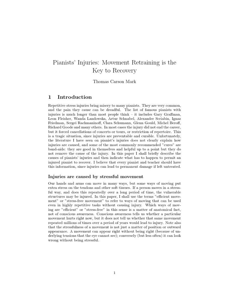 Pianists' Injury Recovery Guide | PDF | Self-Improvement