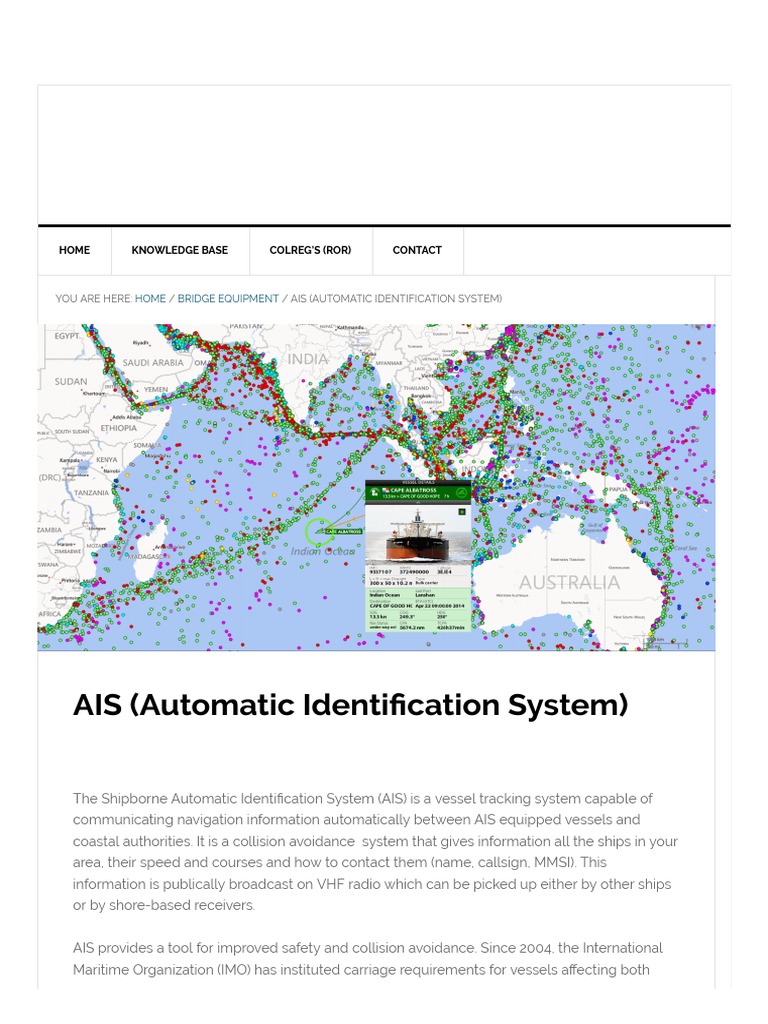 AIS: Vessel Tracking & Collision Avoidance | PDF | Telecommunications ...