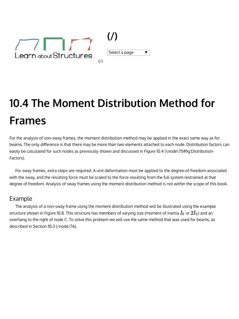 10.4 The Moment Distribution Method For Frames | PDF | Structural ...