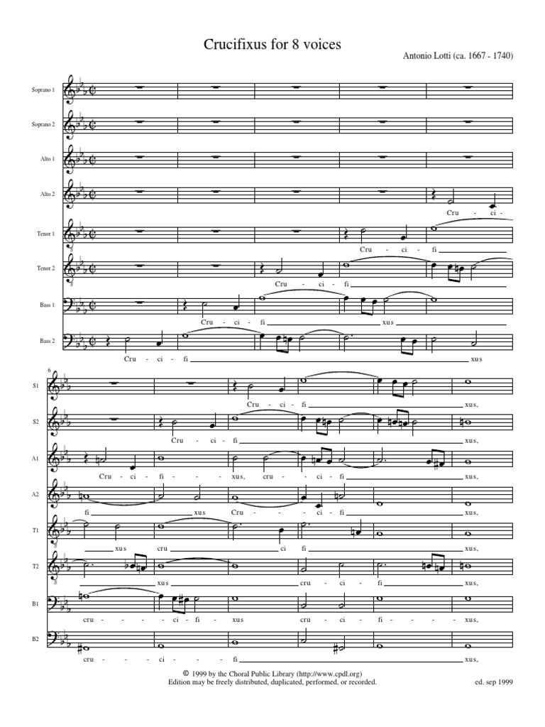Antonio Lotti - Crucifixus A 8 Voces (SSAATTBB) PDF | PDF