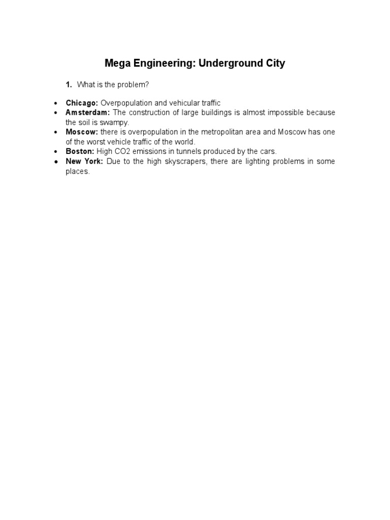 Mega Engineering: Solving City Problems Underground | PDF