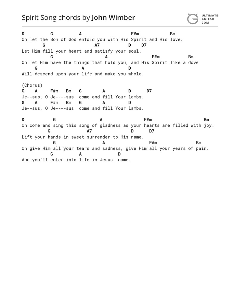 Spirit Song Chords by John Wimbertabs