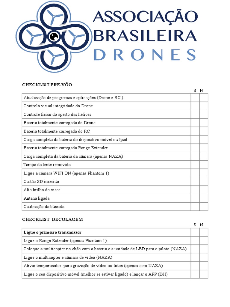 ChecklistDrone Pre Voo ABD | PDF