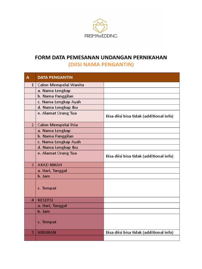 Form Pemesanan Undangan (&) - 3 | PDF