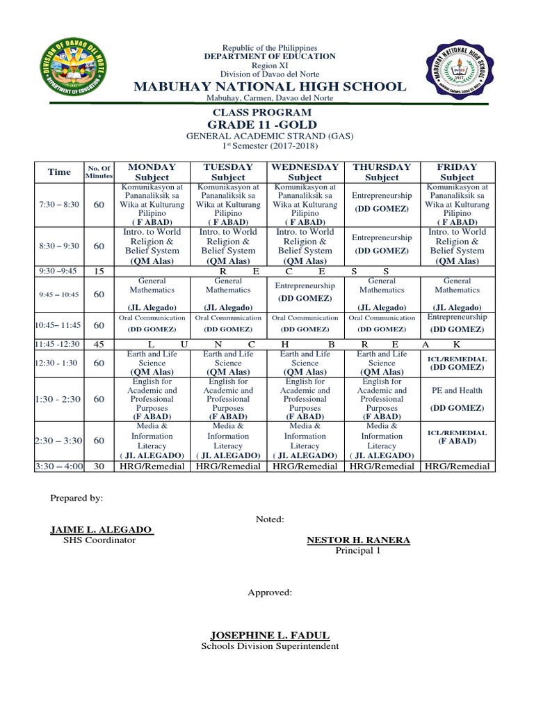 Class Program PDF Further Education